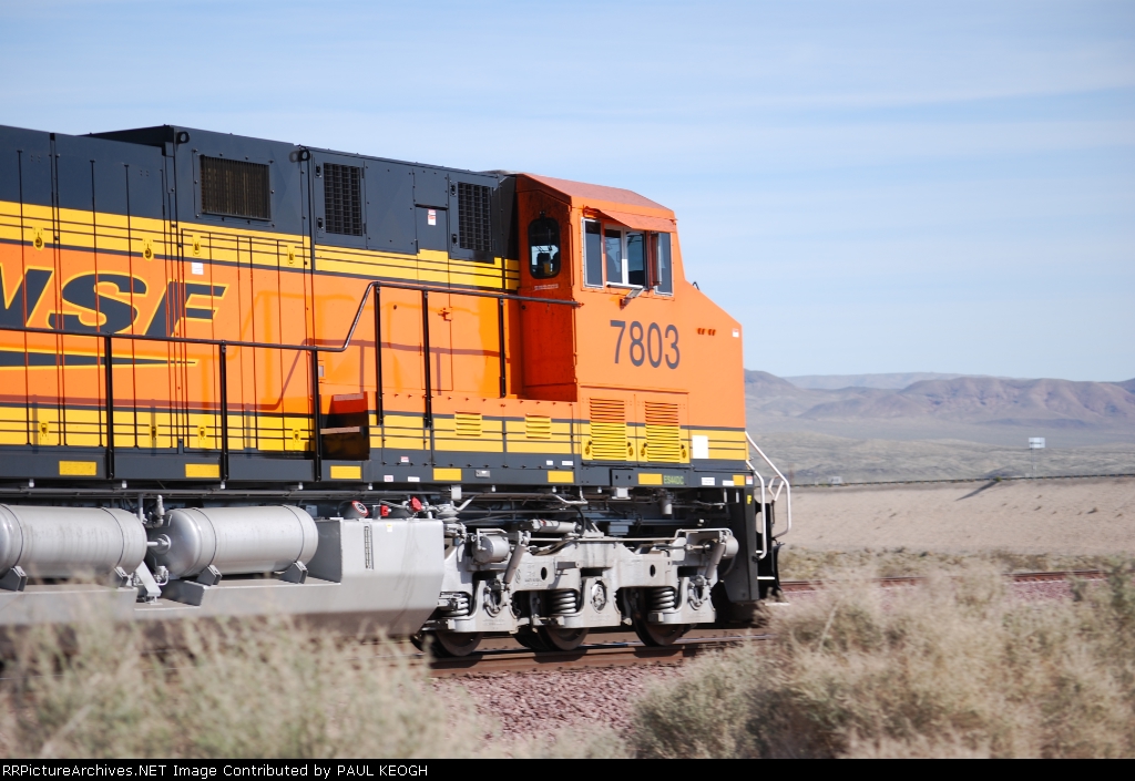 BNSF 7803 passes me by as she rolls east into the BNSF Barstow Depot for a crew change.
